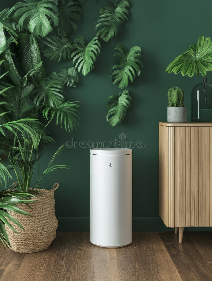 The Podium Features a Minimalist Product Display with Lush Greenery ...