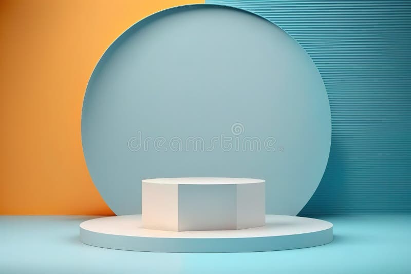 Podium and Geometric Background in Patel Colors Stock Illustration ...