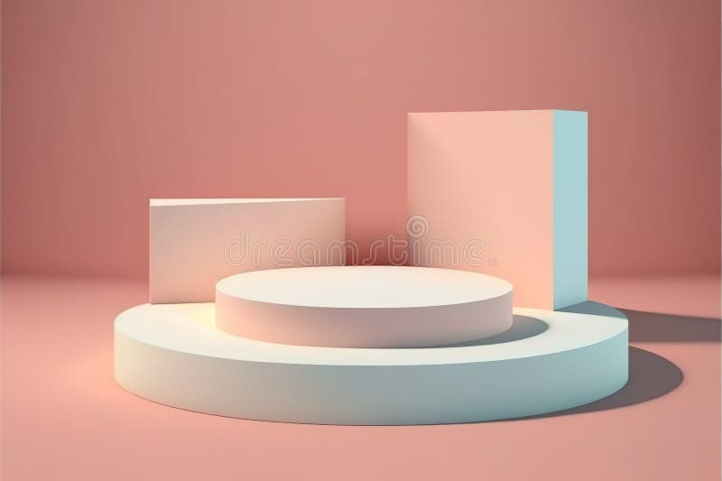 Podium and Geometric Background in Patel Colors Stock Illustration ...