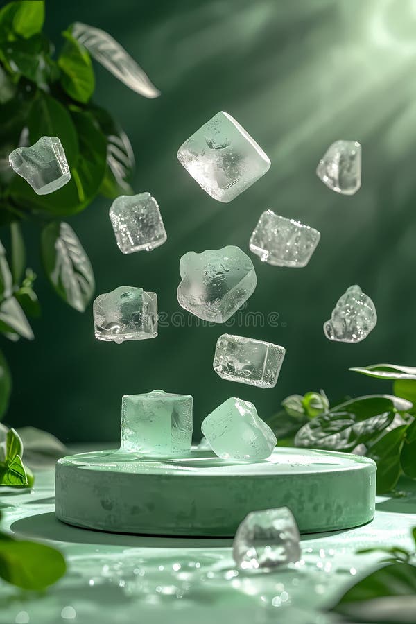 Podium with Ice Cube Product Display Scene Photography for Commercial ...