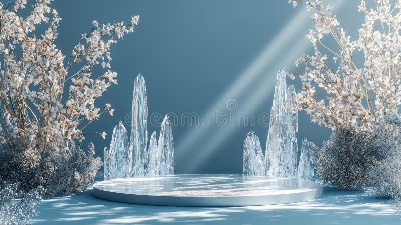 Podium with an Icy, Crystalline Structure Stock Photo - Image of ...