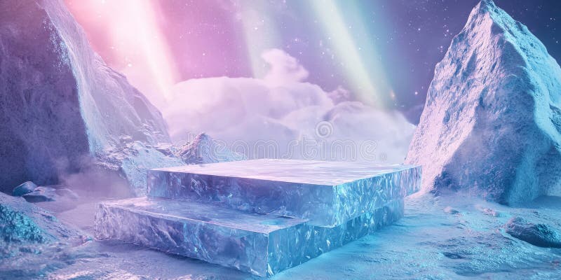 Podium with an Icy, Crystalline Structure Stock Image - Image of ...