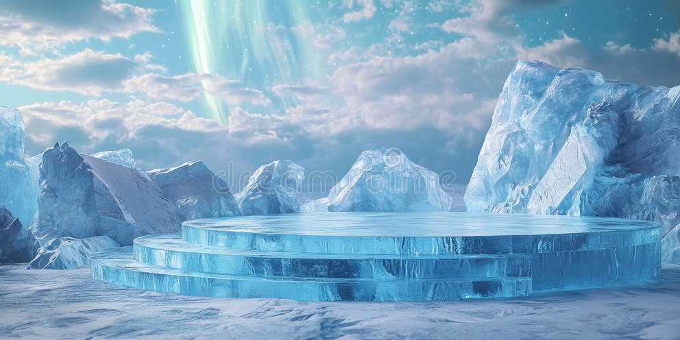 Podium with an Icy, Crystalline Structure Stock Photo - Image of ...