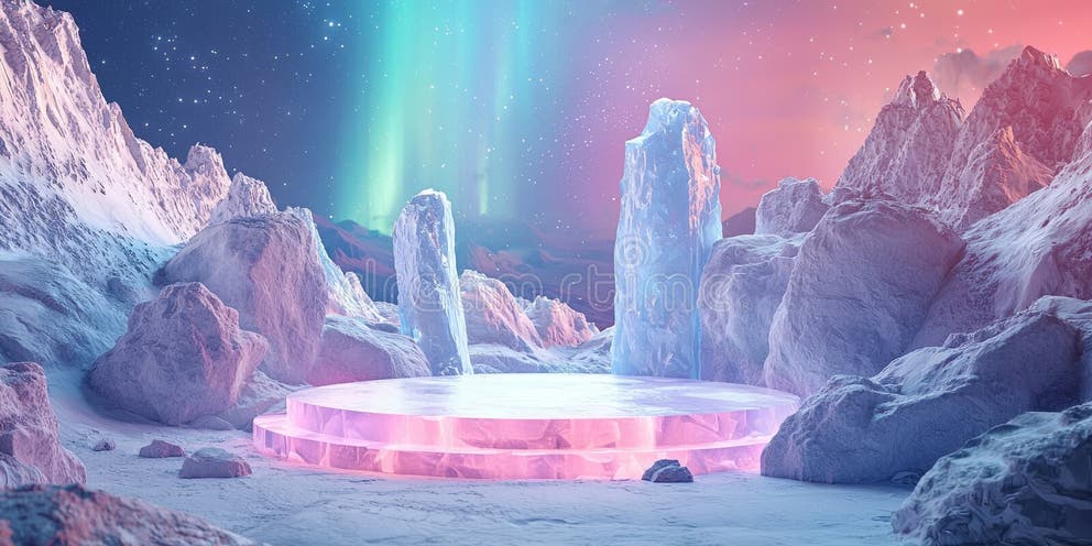 Podium with an Icy, Crystalline Structure Stock Image - Image of glossy ...