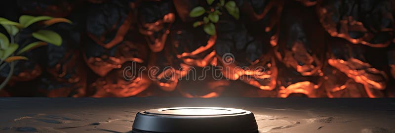 A Podium with Lava Cracks. Sci Fi Scene in Black with a Glow of Fire ...