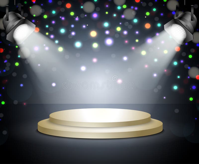 Podium with Light. Stage with Spotlights on a Dark Background Stock ...