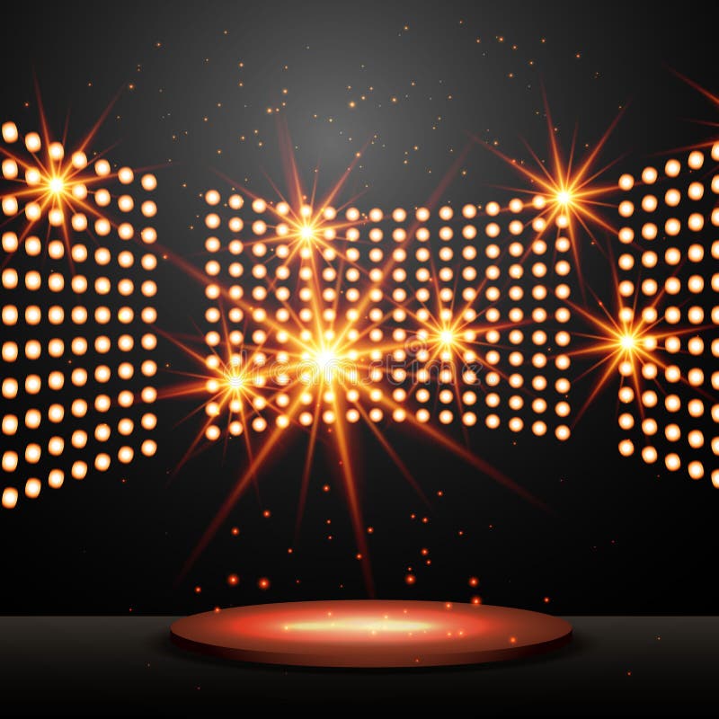 Podium with Lights and Shining Stars Stock Vector - Illustration of ...