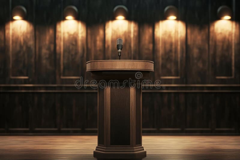 Podium with Microphone, a Classic Setting for Speeches and ...