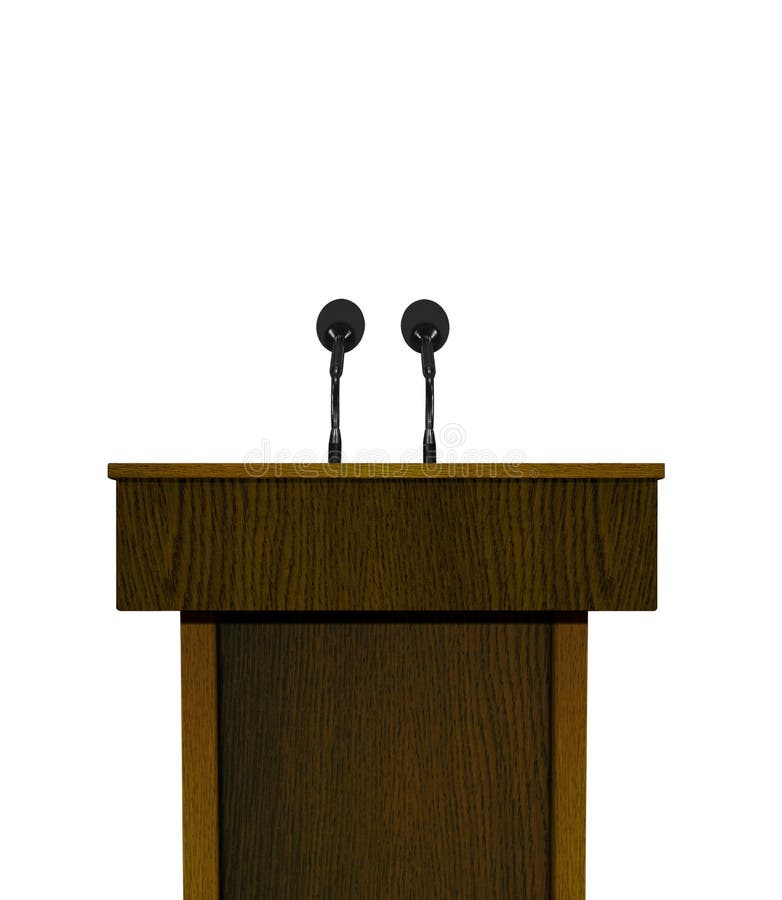 Podium and microphones stock illustration. Illustration of metal - 32629836