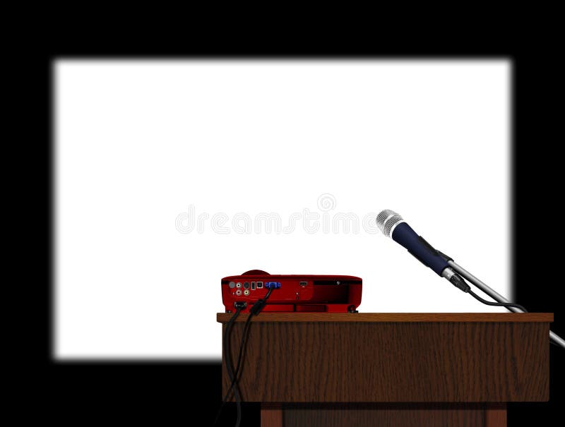 Podium and Microphone with Projector Stock Illustration - Illustration ...