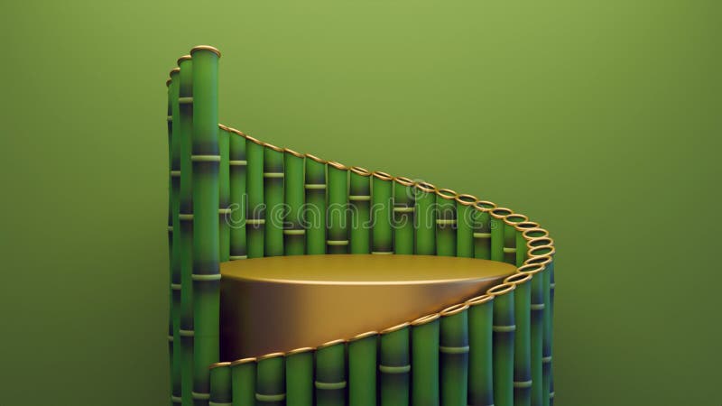 Podium Mockup with Bamboo. 3d Render Image Stock Illustration ...