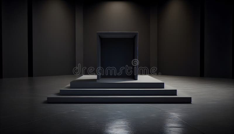 A Podium Mockup with Box Statue in the Dark Room with Main Spotlight ...
