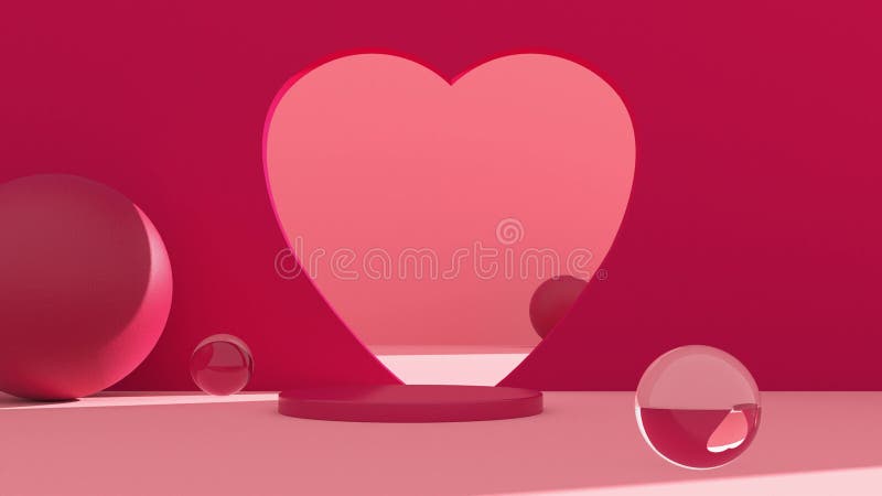 Podium Mockup Heart Valentine`s Day Intro 3d Stock Illustration ...