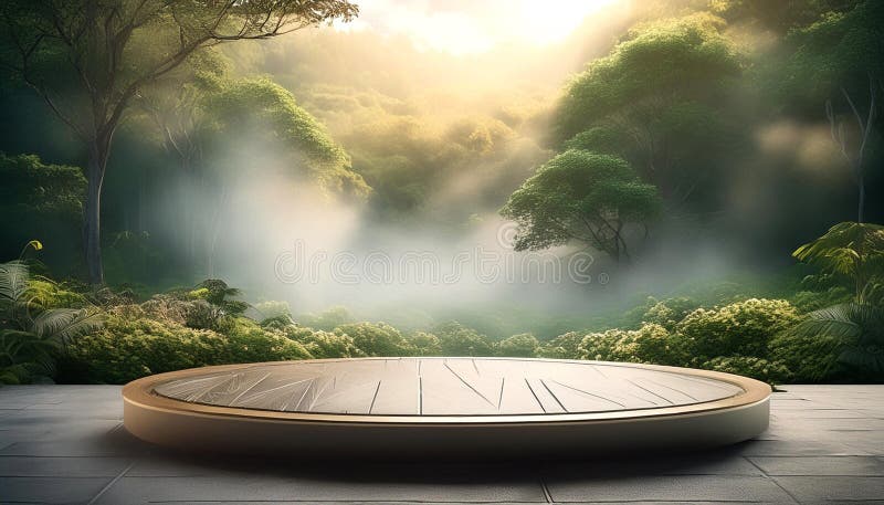 Podium of Nature with Nature Visual Background, Stage Empty Space Stock ...