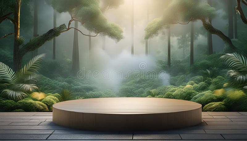 Podium of Nature with Nature Visual Background, Stage Empty Space Stock ...