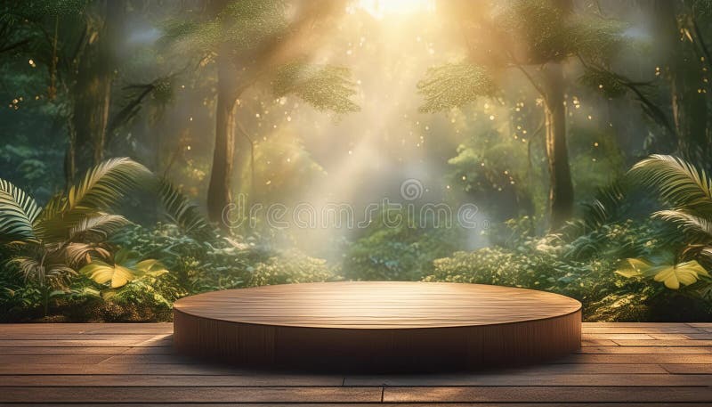 Podium of Nature with Nature Visual Background, Stage Empty Space Stock ...