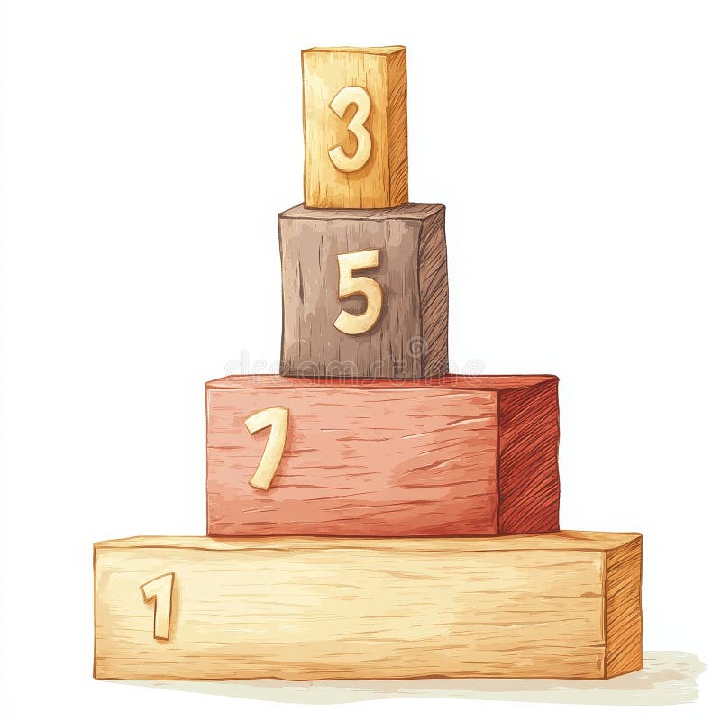 Podium with Numbers 1-5. Hand Drawn Vector Illustration Stock ...