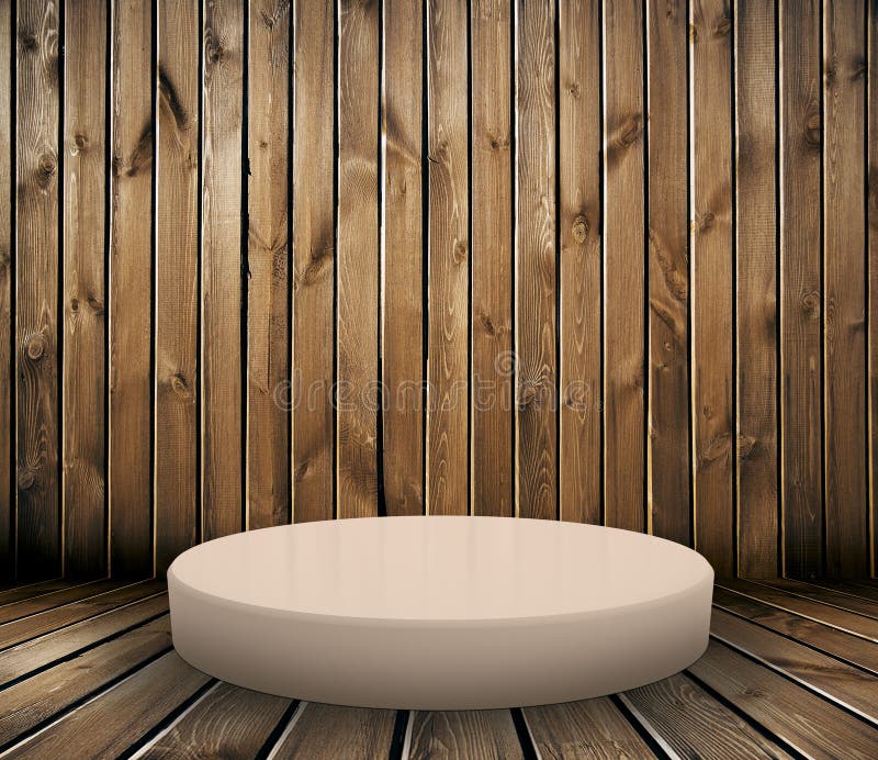 Podium, old wooden wall stock image. Image of mockup - 213548727