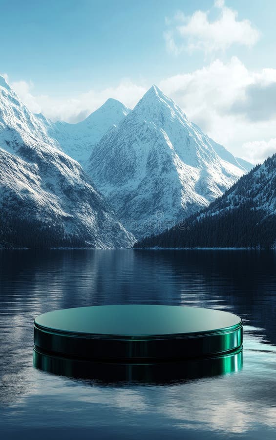 Podium Platform Stand with Snow Capped Mountains View Snowy Nature ...