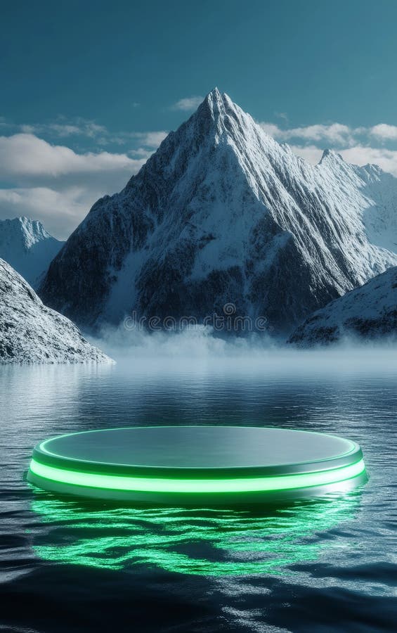 Podium Platform Stand with Snow Capped Mountains View Snowy Nature ...