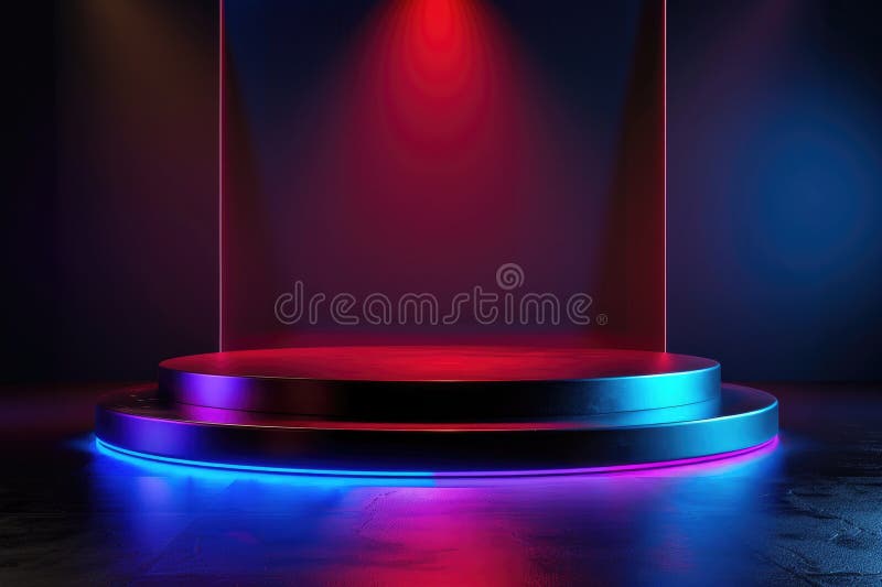Podium for Presentation Products, Spy Theme Background with Color Laser ...