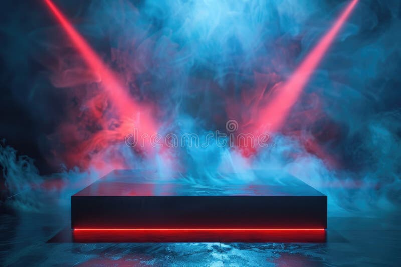 Podium for Presentation Products, Spy Theme Background with Color Laser ...