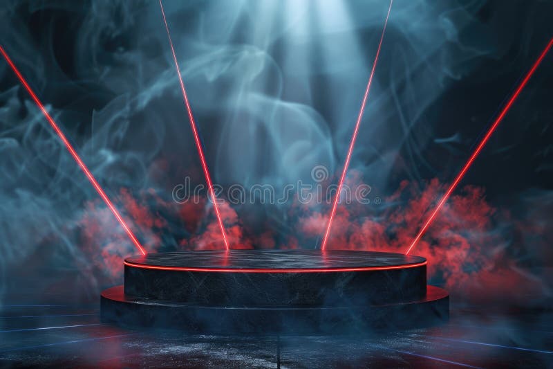 Podium for Presentation Products, Spy Theme Background with Color Laser ...