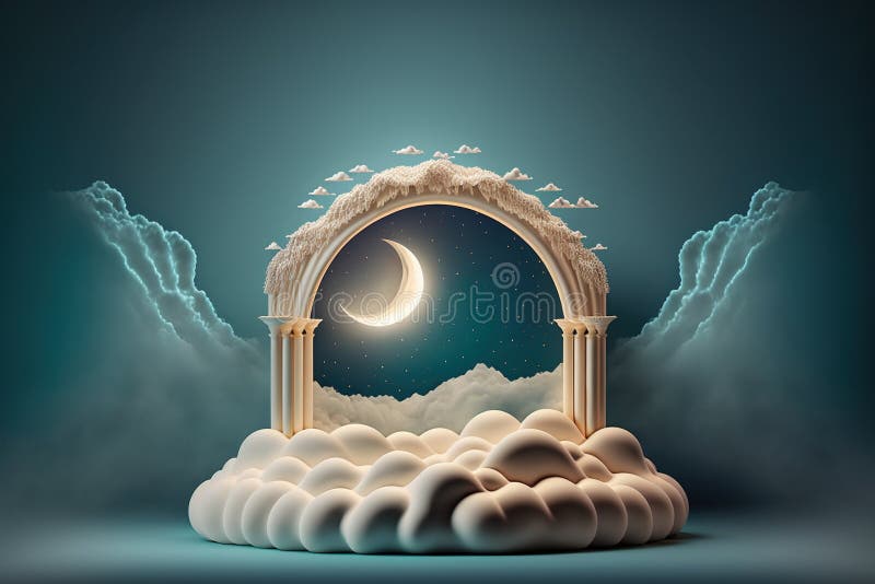Dreamy Moonlight and Cloud at Night with Podium for Product. Flawless ...