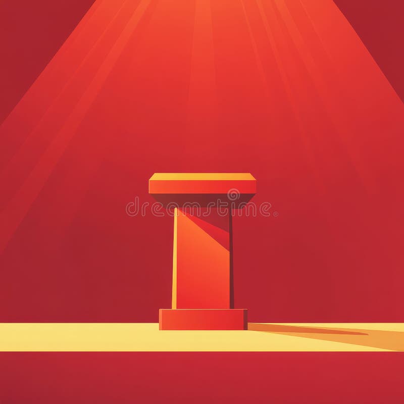 Podium on Red Background. Vector Illustration. Flat Design Style Stock ...