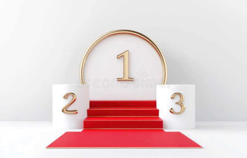 Podium with Red Carpet and Gold Numbers Stock Illustration ...