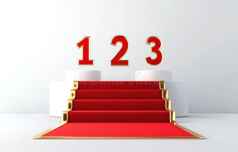 Podium with Red Carpet and Gold Numbers Stock Illustration ...