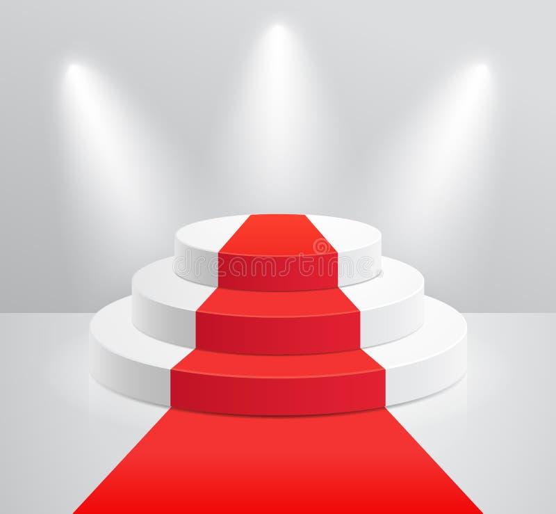 Podium and Red Carpet with Spotlight Vector Illustrations Stock Vector ...