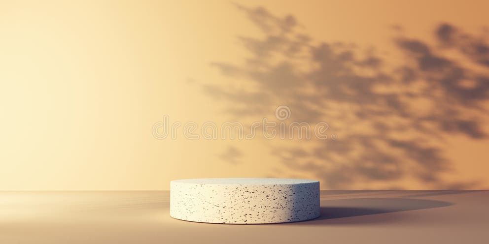 Podium in a Room with Shadow of Tree - 3D Stock Illustration ...