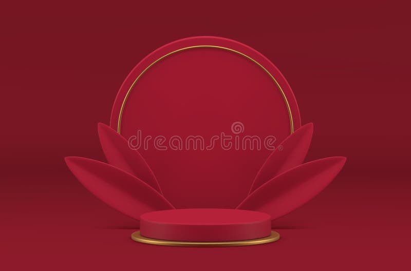Podium Round Construction for Presentation Performance Red Showcase 3d ...
