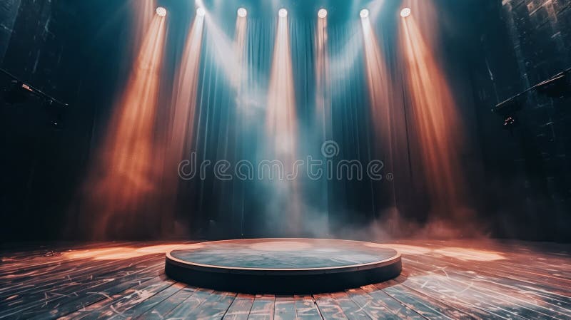 Spotlight Background with Golden Glitter. Abstract Stage Lights for ...