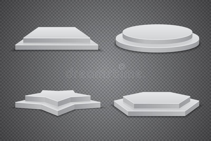 Set of White Podiums of Different Shapes Stock Vector - Illustration of ...