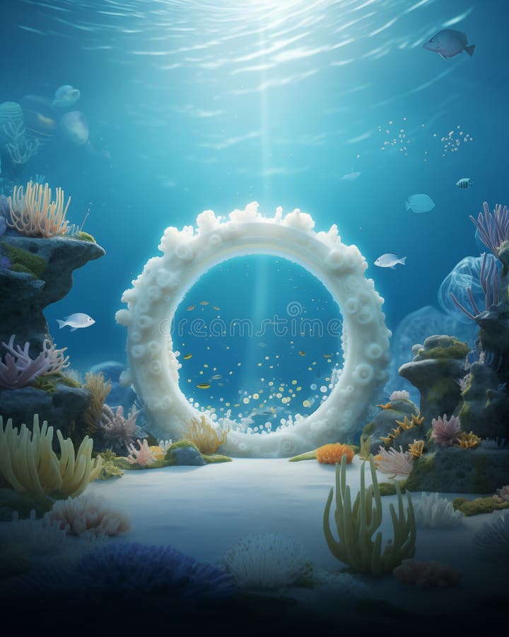 Podium Showing Promotional Products with an Ocean Theme Stock Image ...