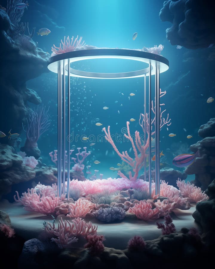 Podium Showing Promotional Products with an Ocean Theme Stock Image ...