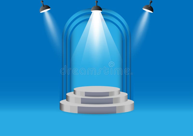 Podium with Spotlight for Show with Blue Wall Background Vector ...