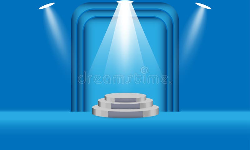 Podium with Spotlight for Show with Blue Wall Background Vector ...