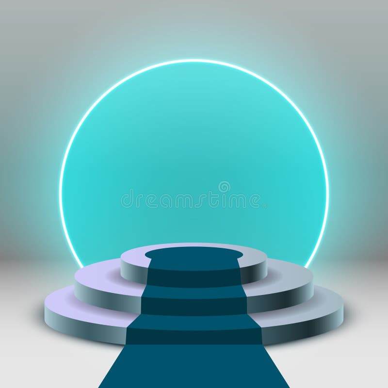 Podium Stage with Green Neon Stock Vector - Illustration of advertising ...