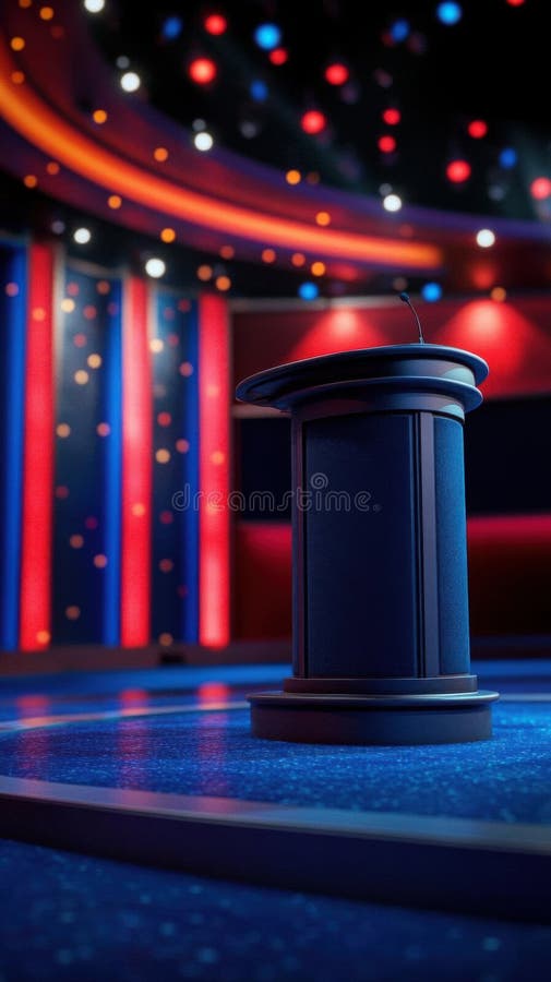 Podium Stands Ready, a Stage for Discourse and Dialogue Under a Canopy ...