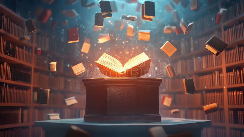 A Floating Book with Swirling Clouds of Smoke Rising from Its Pages ...