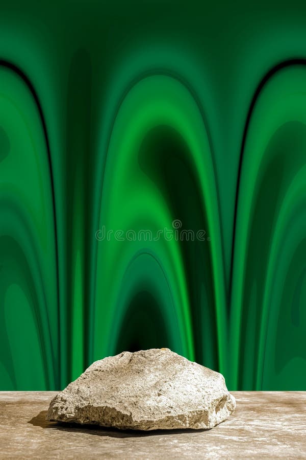 Podium Texture Stone for Presentation on a Green Gradient Abstract ...