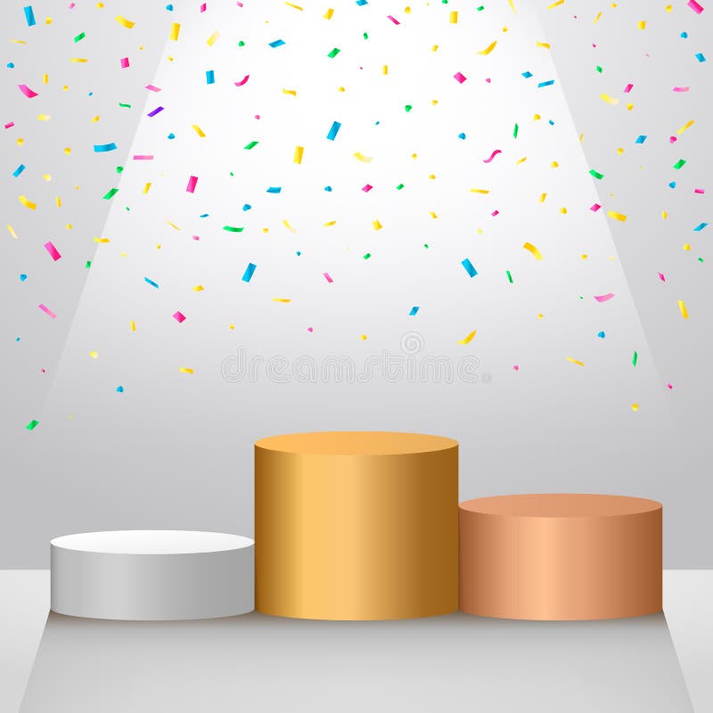 Winners Podium with Laurel Wreath. Three Prizes Stock Illustration ...