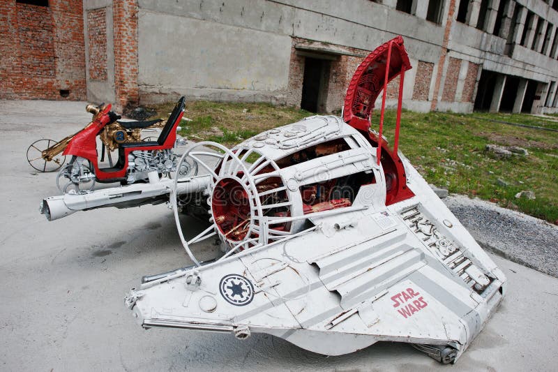 Podol, Ukraine - May 19, 2016: Handmade Space Flying Machine Sta ...