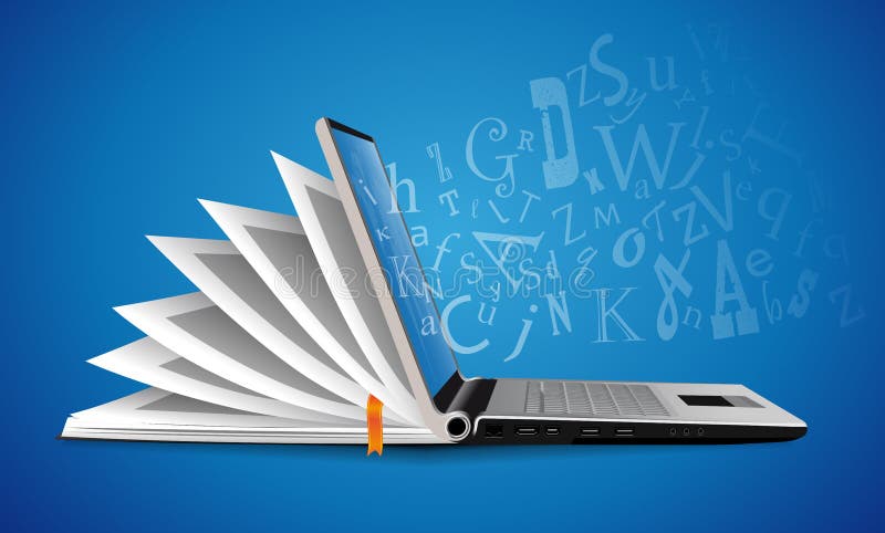 Computer As Book Eleaning Concept - Laptop with Alphabet Letters Idea ...