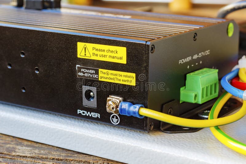 PoE Ethernet Switch with Ground Cable Connected Stock Image - Image of ...