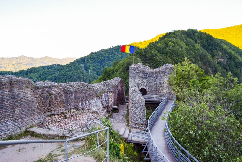 The Poenari Fortress. stock photo. Image of mannequins - 130278404