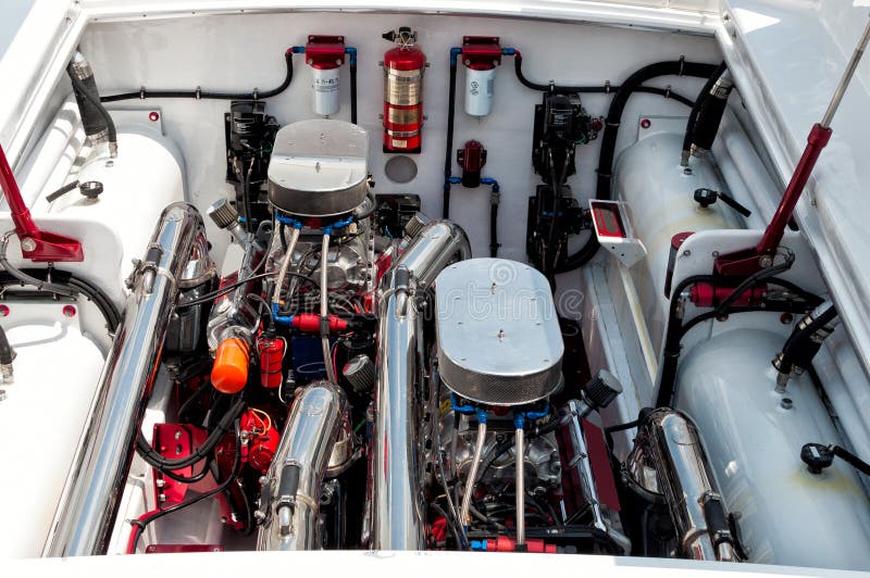 Two Boat Engine with Propeller Details Shot Stock Photo - Image of ...